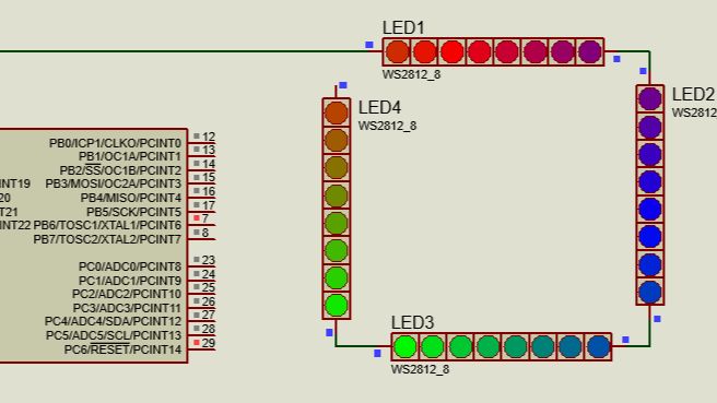 Proteus Arduino Ws2812仿真做彩虹流水灯带环 哔哩哔哩