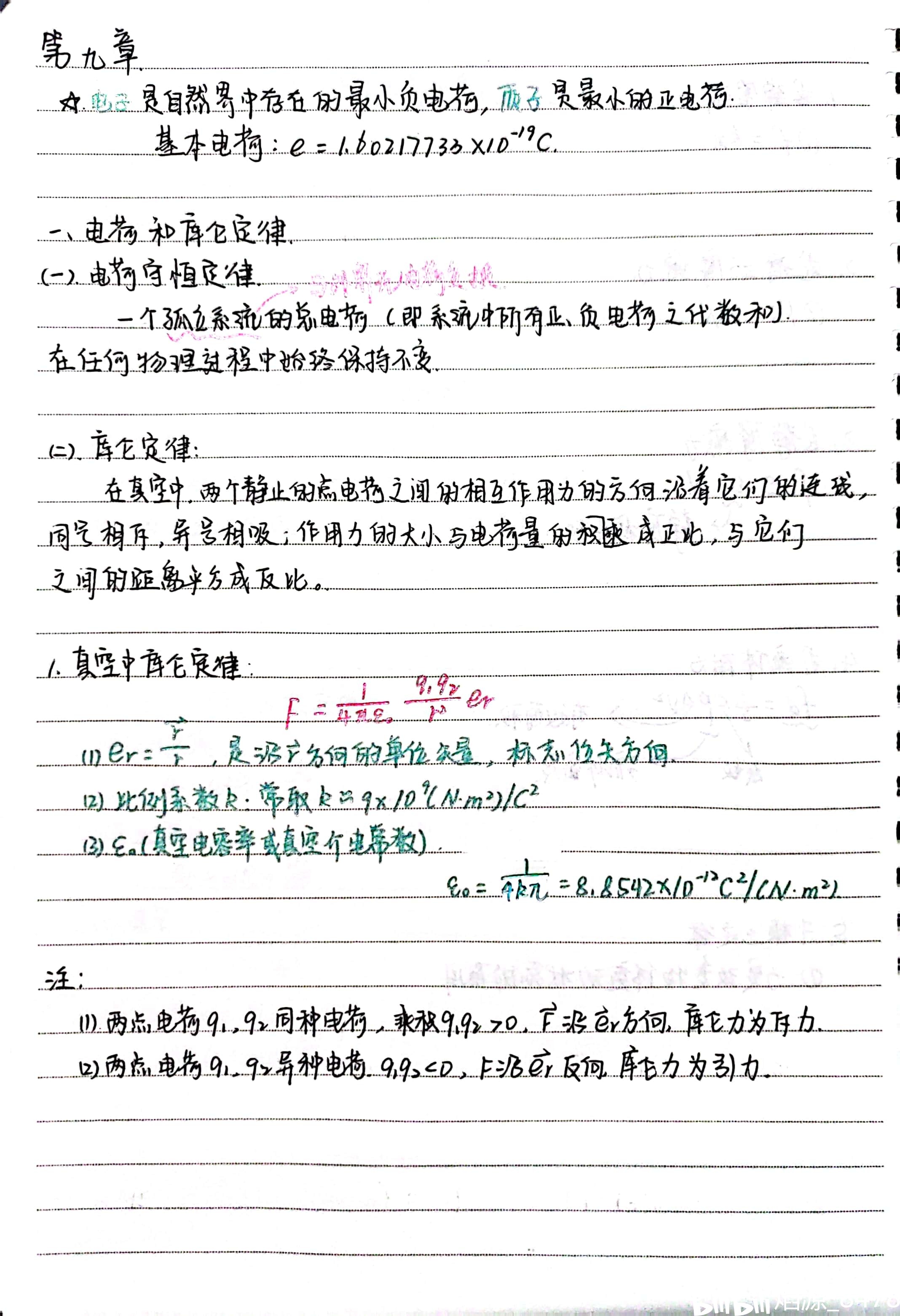 大学物理笔记 第九章 静电场 哔哩哔哩