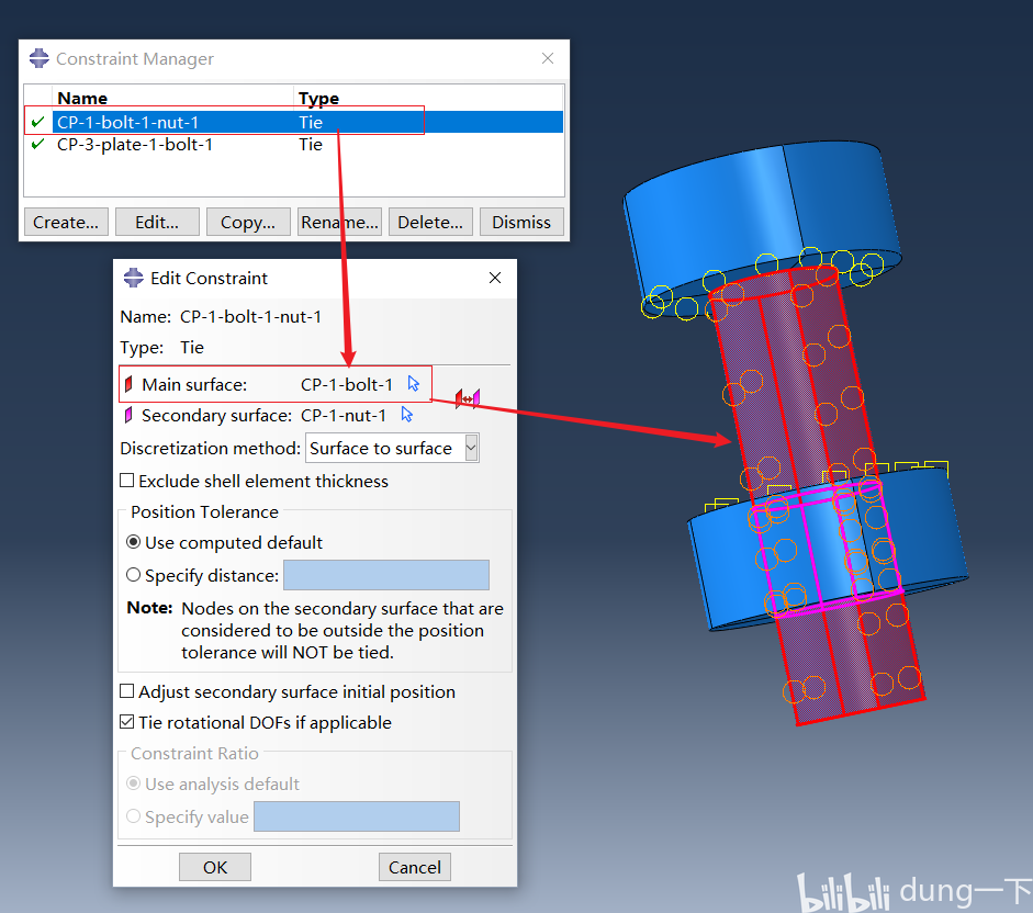 Abaqus螺栓连接分析时可能会遇到的一个报错 - 哔哩哔哩