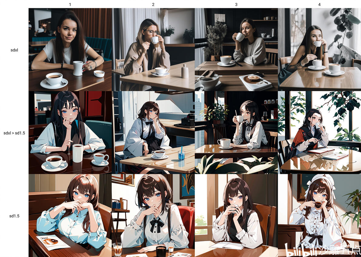 关于Stable-diffusion最新的模型sdxl，和sd1.5的效果对比 - 哔哩哔哩