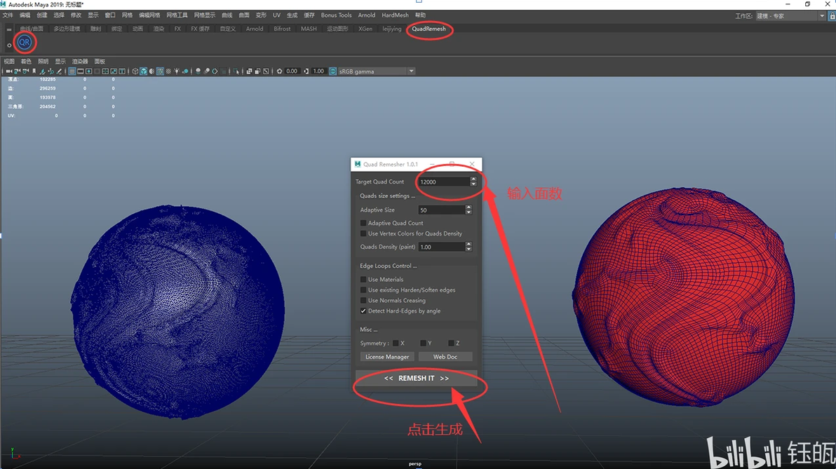QuadRemesher _MAX/Maya四边形网格拓扑插件安装使用方法！ - 哔哩哔哩