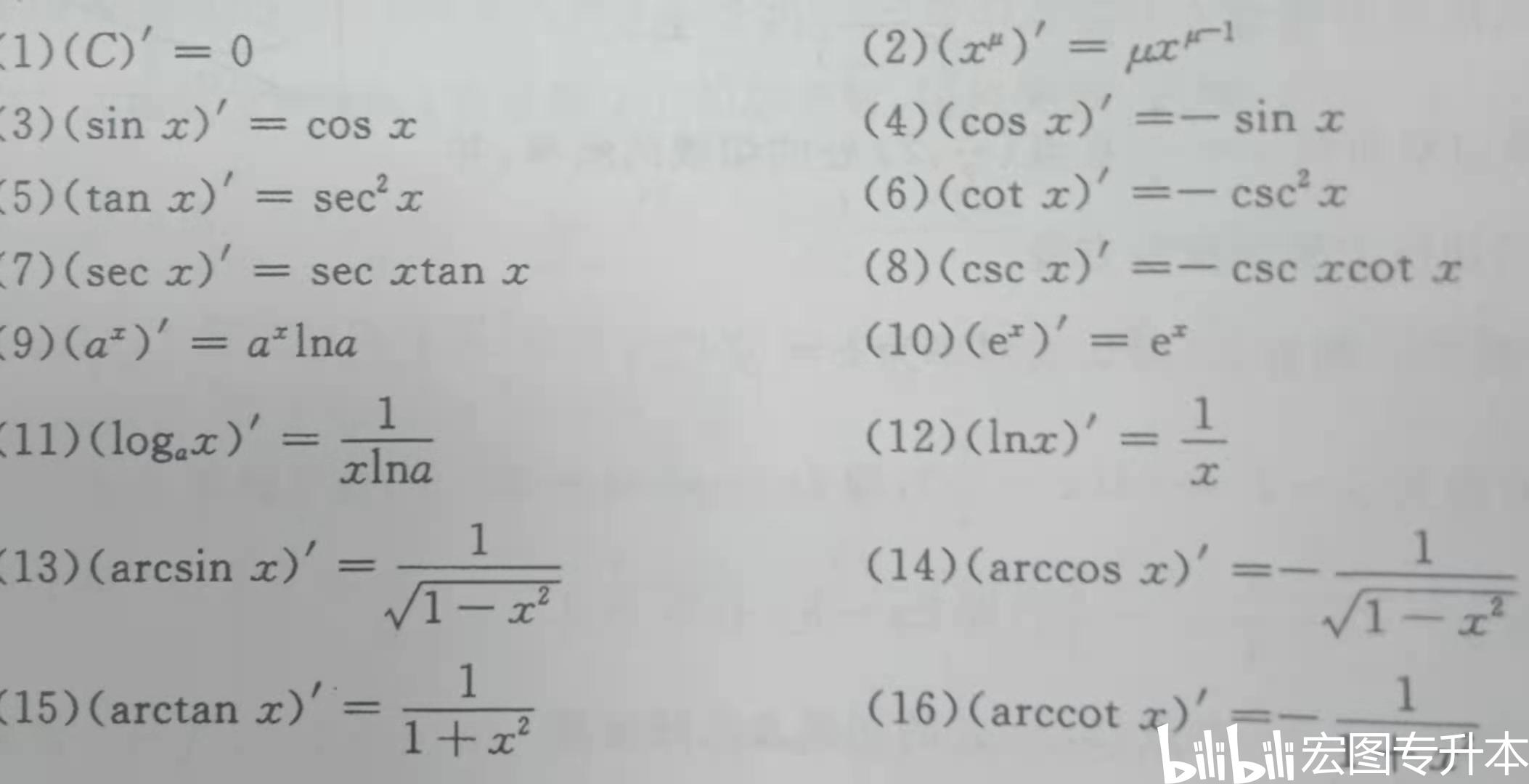 专升本数学导数的七大求导法 哔哩哔哩