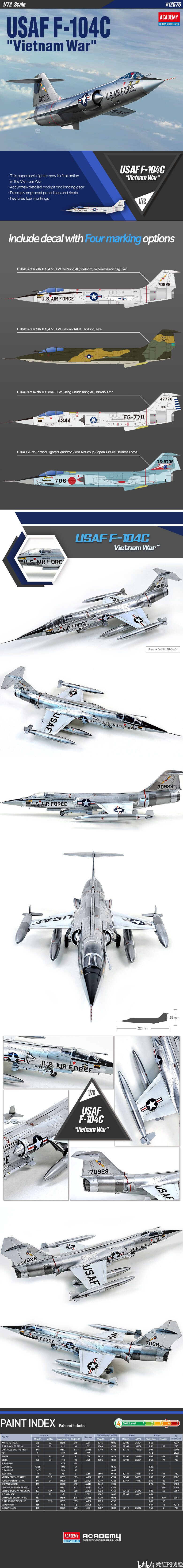 ACADEMY 12576 USAF F-104C Vietnam War - 哔哩哔哩
