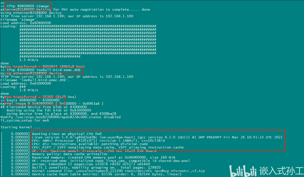 iMX6Ull采用Yocto构建嵌入式Linux系统系列之23 Linux内核启动测试 - 哔哩哔哩