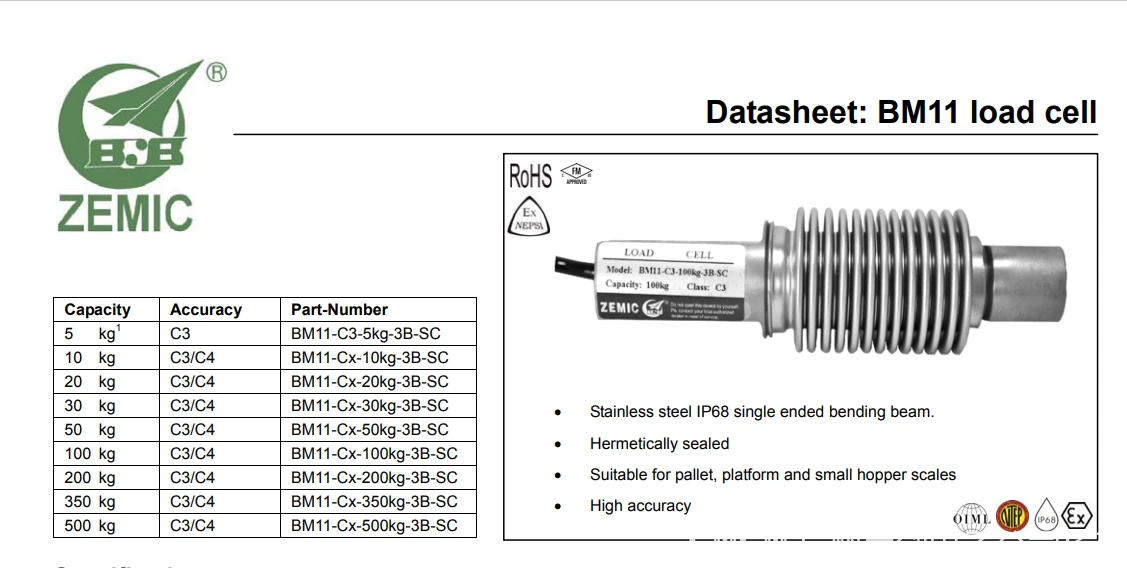 BM11-C3-350KG-3B称重传感器 (中航电测传感器) ZEMIC - 哔哩哔哩
