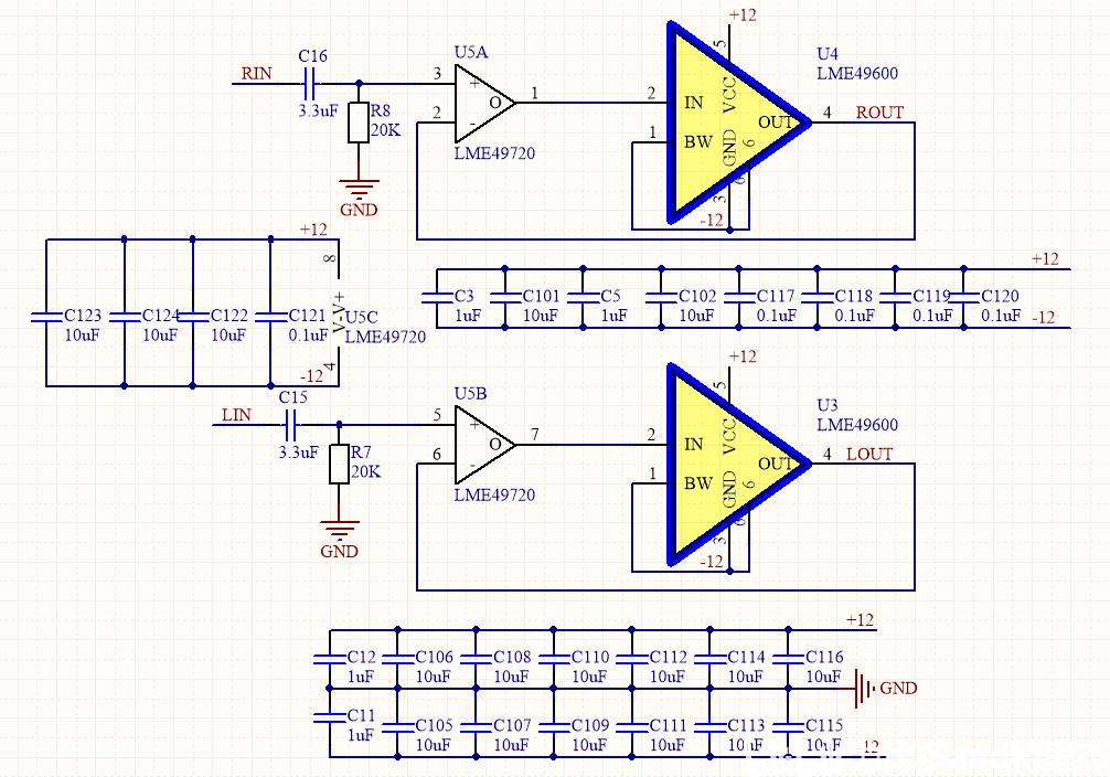 LME49720（音频运算放大器）与LME49600（高电流音频缓冲器 ）组成大电流（250mA）耳放 - 哔哩哔哩