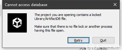 Unity打开项目遇到Cannot access database弹窗无法进入的一种解决方案 - 哔哩哔哩