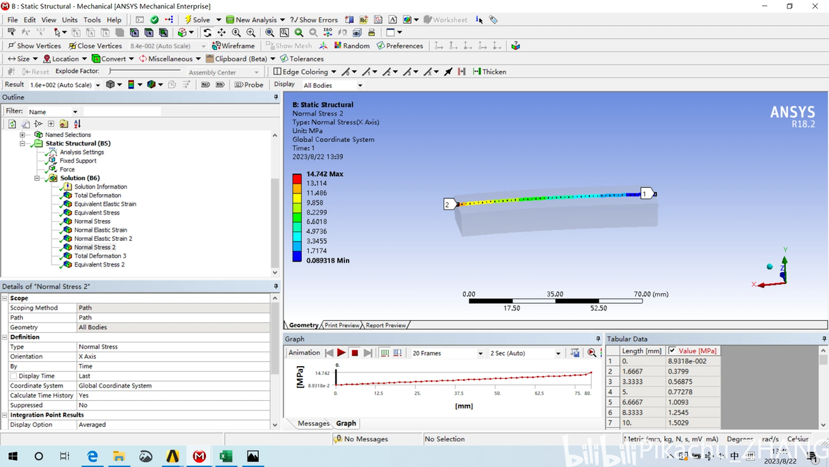 Ansys workbench在实体上添加路径，并导出该路径上变形/应力/应变 - 哔哩哔哩