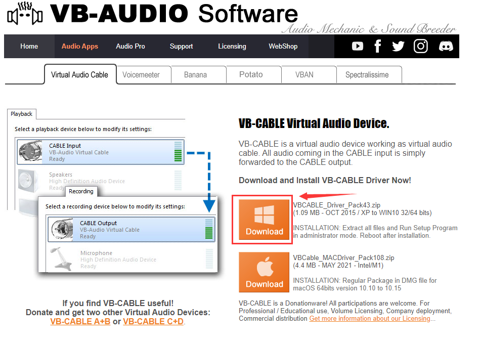 使用Voicemeeter Banana和VB-Audio Virtual Cable控制分离不同桌面音频 - 哔哩哔哩