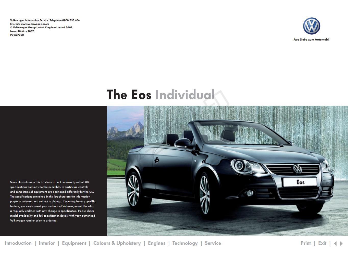 大众Eos Individual 个性定制版汽车宣传册（2007年5月英国版） - 哔哩哔哩