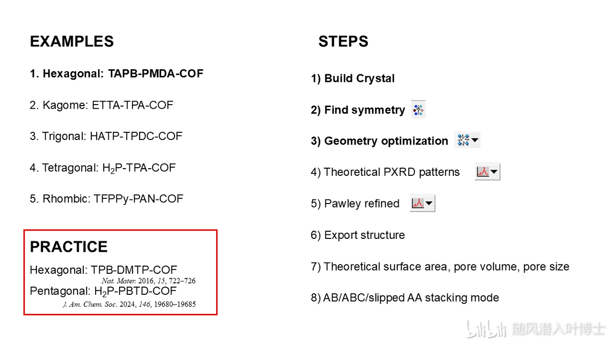 Materials Studio进行COF建模教程1(二维COF低对称性起建） - 哔哩哔哩