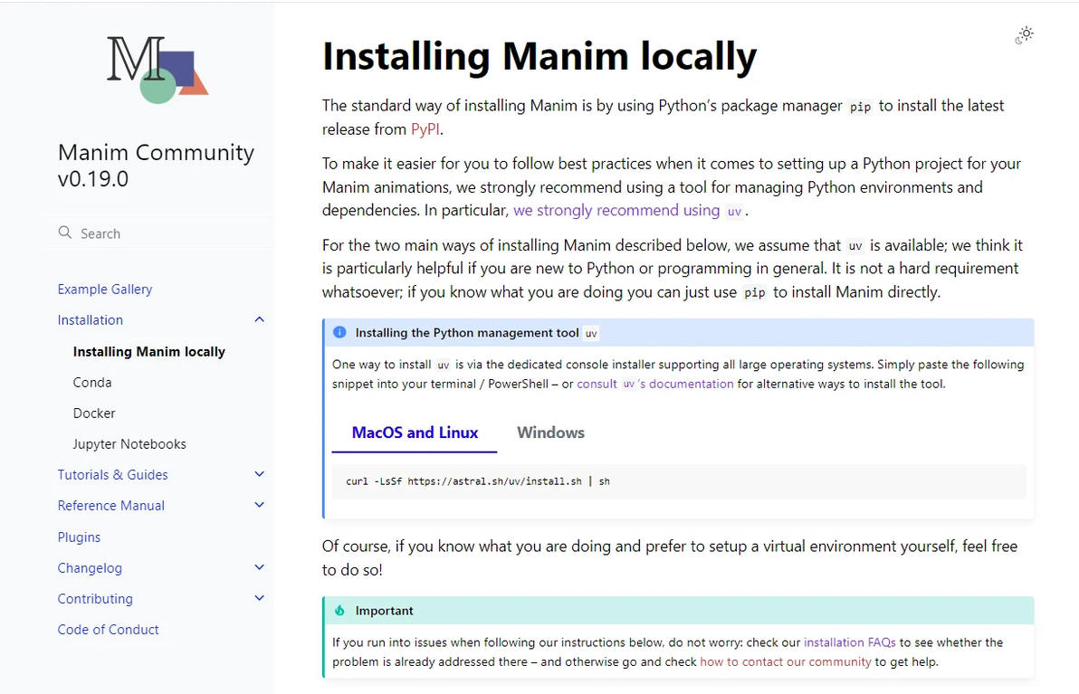 Manim社区版安装部署：Manim+uv+Pycharm - 哔哩哔哩