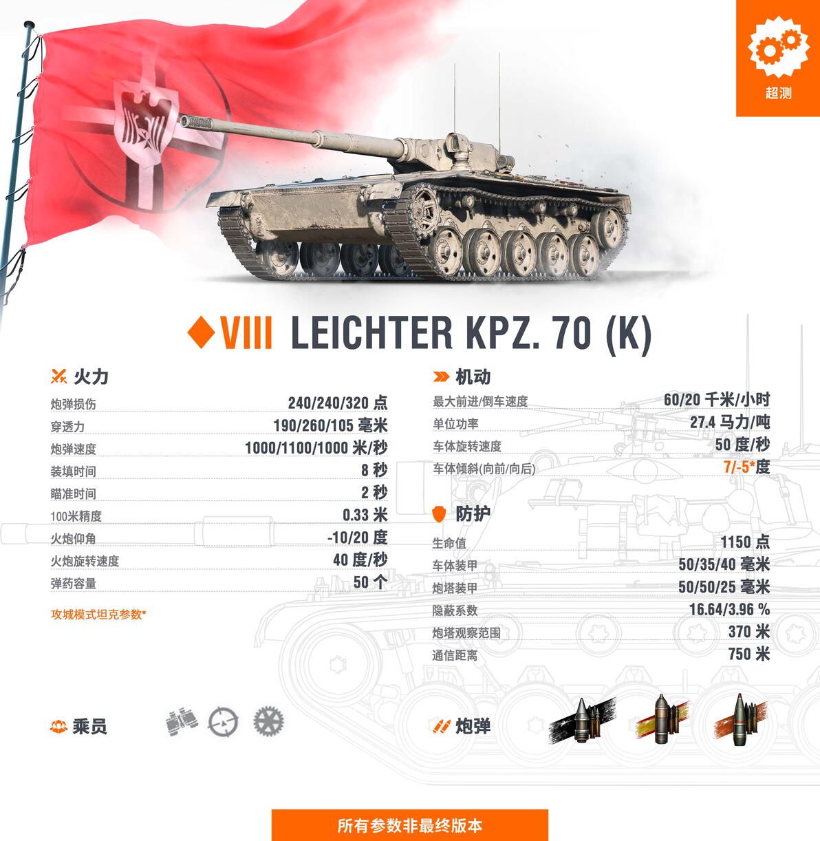 【超测情报】D系VIII级轻型坦克LKpz.70K - 哔哩哔哩