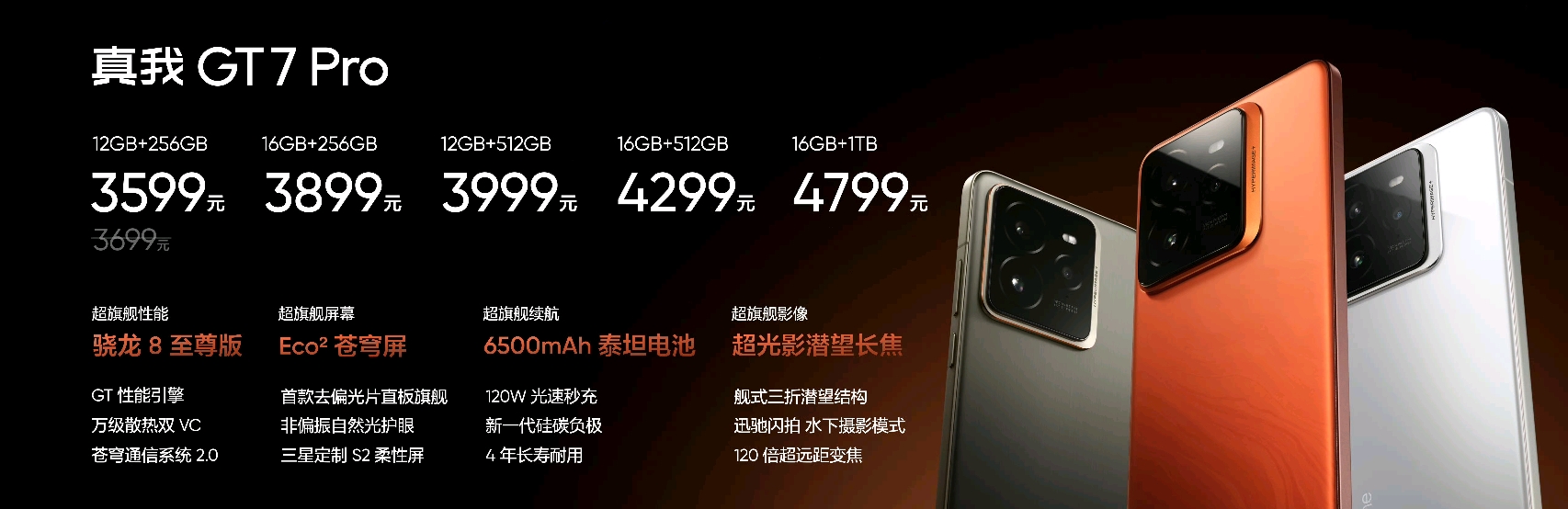 真我 GT7 Pro，正式发布：3599元起，骁龙 8 至尊版，三星 Eco²苍穹屏，三折潜望镜头 - 哔哩哔哩