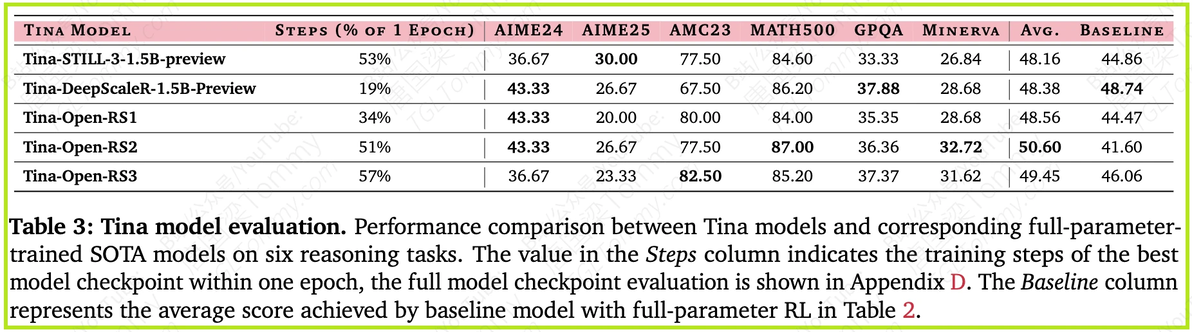 Tina：LoRA赋能的微小Reasoning模型，低成本实现强大推理能力 - 哔哩哔哩