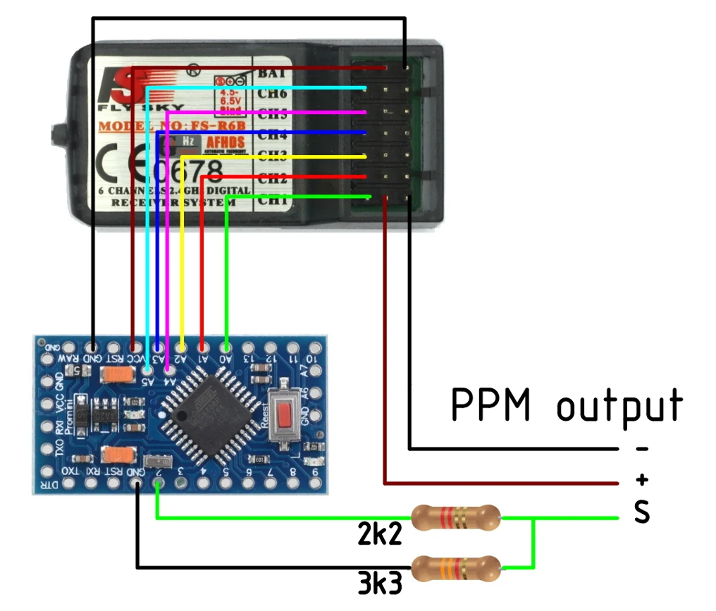 利用Arduino 将6通道PWM接收器转成PPM单通道接收器 - 哔哩哔哩