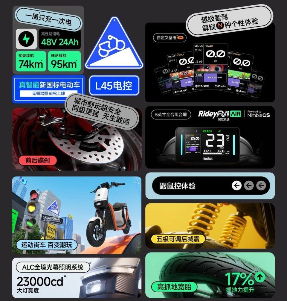 全系标配5寸大屏，九号Fz1、Fz3新国标电自上市，售价2999元起 - 哔哩哔哩