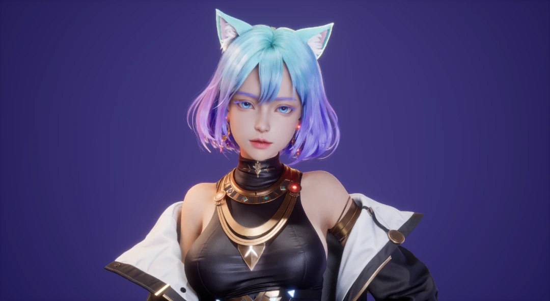 UE5+AI打造3A级赛博猫娘，又美又飒，引爆3D角色艺术圈！ - 哔哩哔哩
