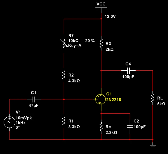 三极管2N2218共射放大电路的静态工作点如何设置 - 哔哩哔哩