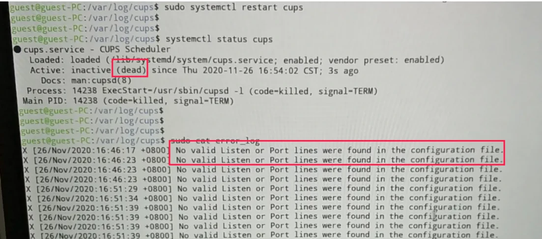 打印机服务cups无法启动 - 哔哩哔哩
