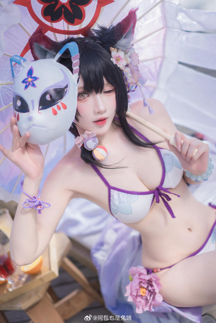 【二次元cos】蔚蓝档案 狐坂若藻泳装cos cn阿包也是兔娘 - 哔哩哔哩