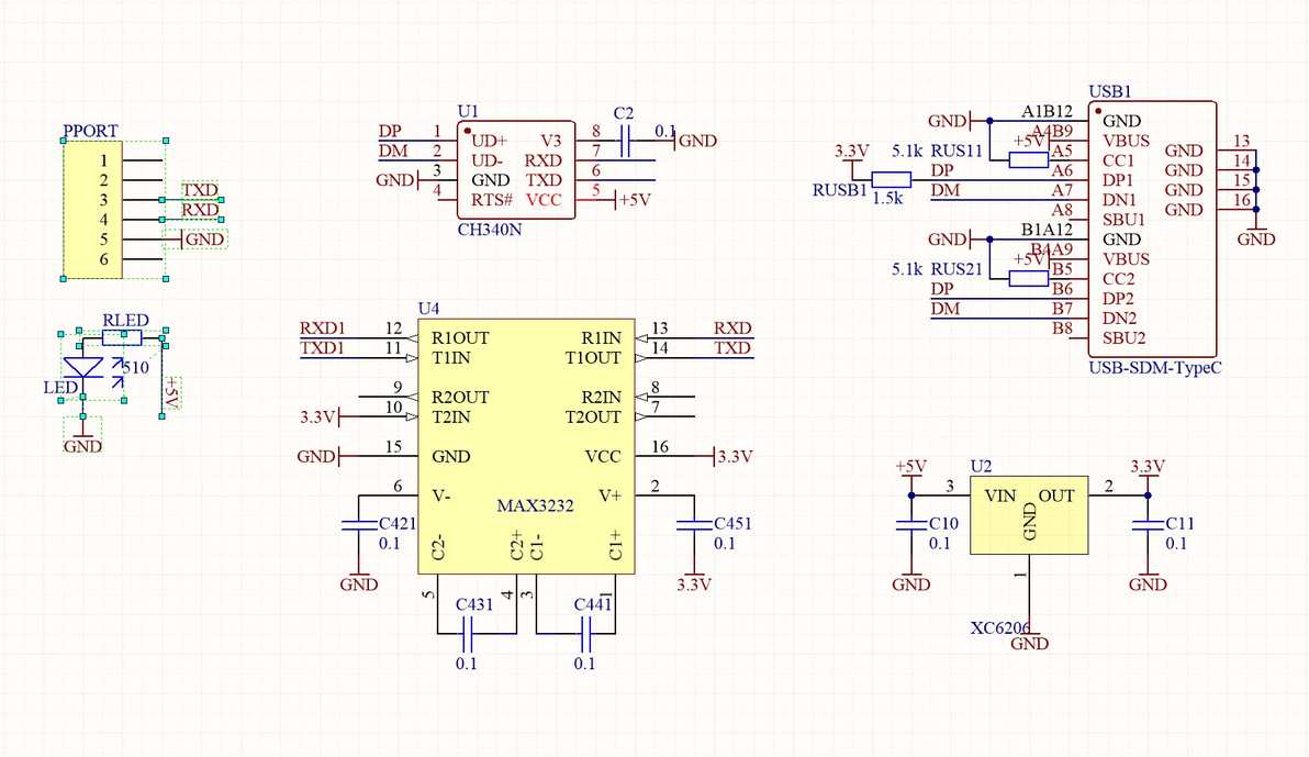 CH340N USB转UART模块 - 哔哩哔哩