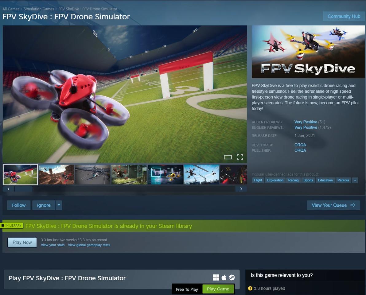 免费的FPV模拟器FPV SkyDive:FPV Drone Simulator - 哔哩哔哩