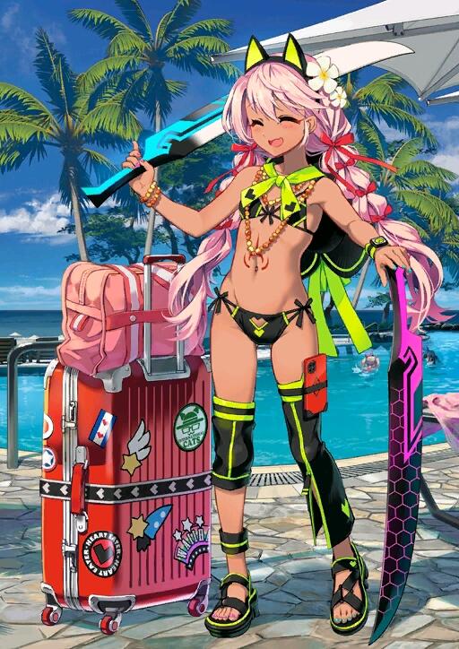 FGO泳装克洛伊（小黑）介绍：自动退场的增伤插件，缺点是cost高 - 哔哩哔哩