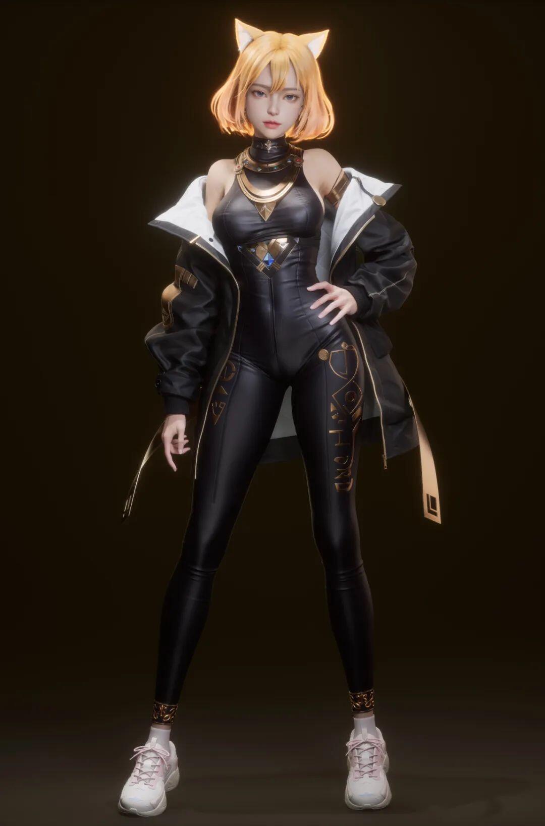 UE5+AI打造3A级赛博猫娘，又美又飒，引爆3D角色艺术圈！ - 哔哩哔哩