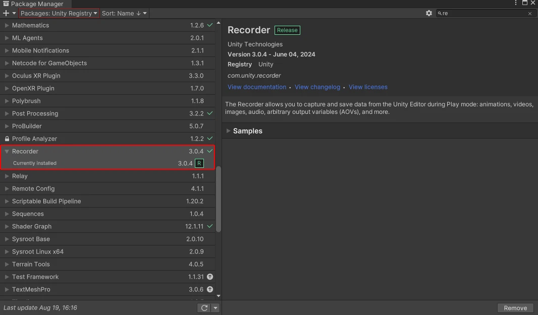 Unity引擎-游戏运行时的视频录制（内置插件） - 哔哩哔哩