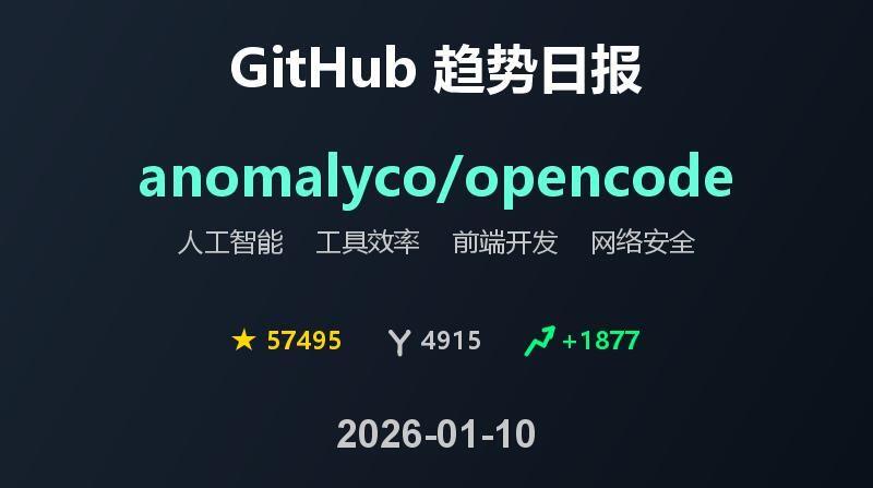 【GitHub趋势日报】2026-01-10 | 今日热门项目 - 哔哩哔哩
