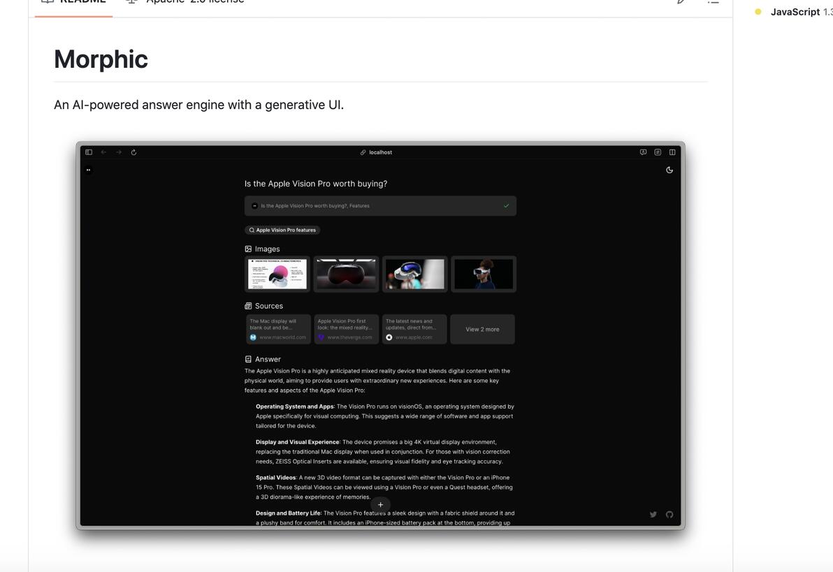 morphic AI开源项目火了！人人都能自建的AI搜索引擎助手！1.4kstar！Perplexity平替 - 哔哩哔哩