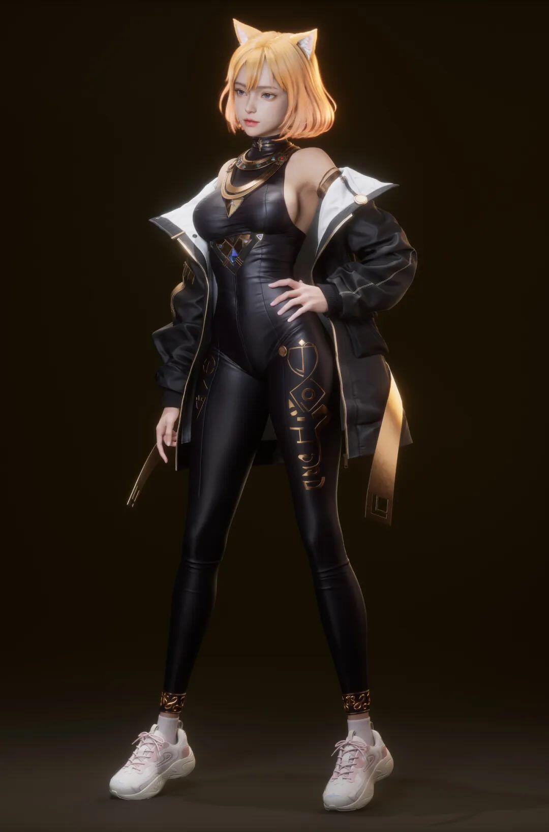 UE5+AI打造3A级赛博猫娘，又美又飒，引爆3D角色艺术圈！ - 哔哩哔哩