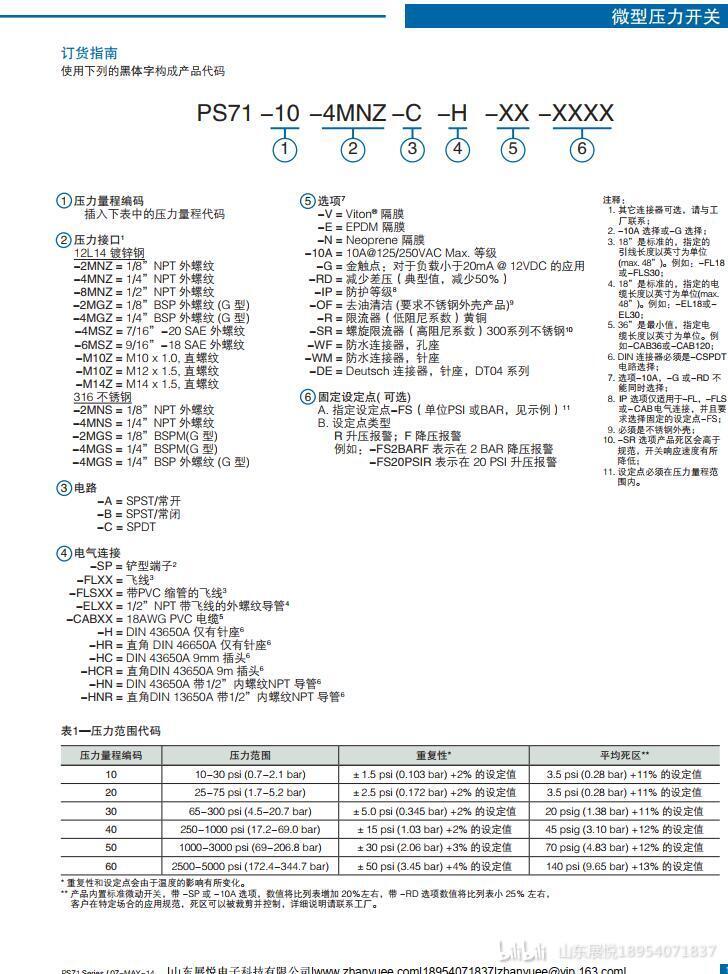 GEMS捷迈PS71 PS71压力开关资料PS71-50-4MNZ-C-FL18 - 哔哩哔哩