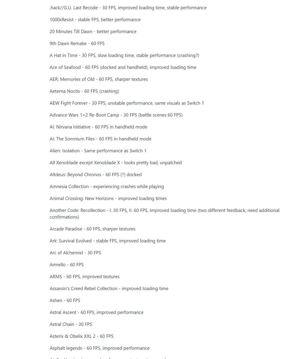 Reddit论坛整理的NS2运行NS1游戏运行帧数汇总 - 哔哩哔哩