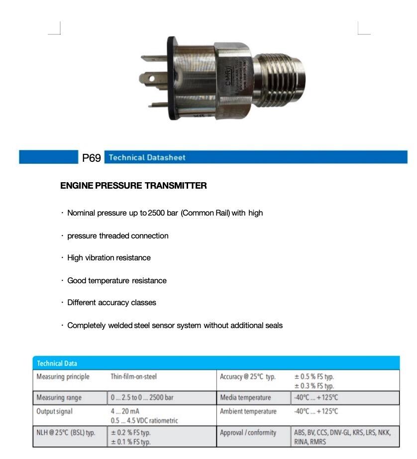P69-250bar进口原装法国CMR舰船发动机传感器P20-250BAR - 哔哩哔哩