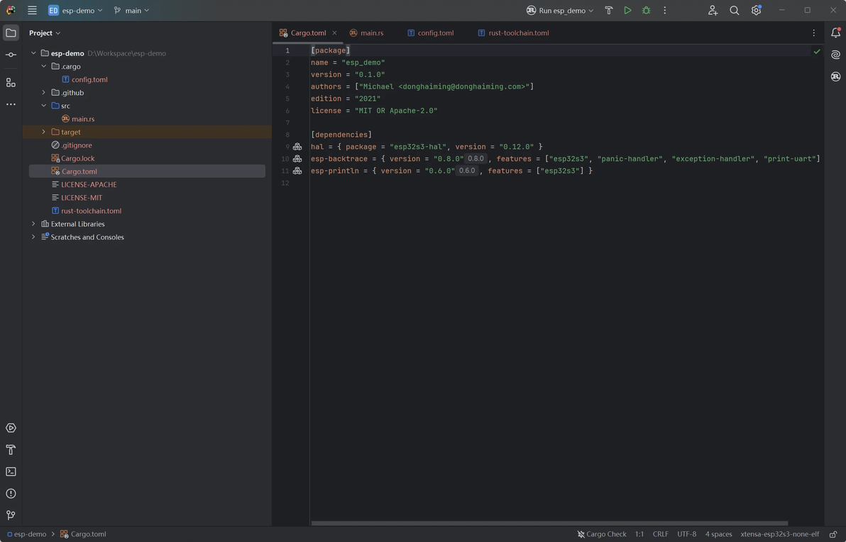【使用Rust开发Esp32程序】HelloWorld! - 哔哩哔哩
