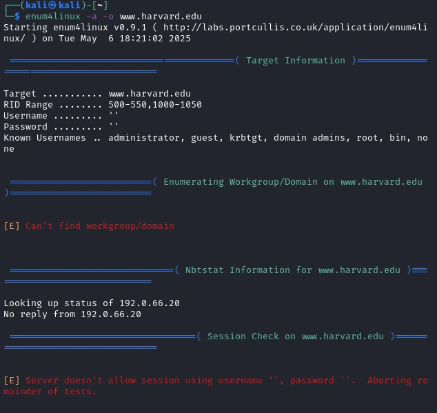 enum4linux：渗透测试中的Windows信息收割机！全参数详细教程！Kali Linux教程！ - 哔哩哔哩