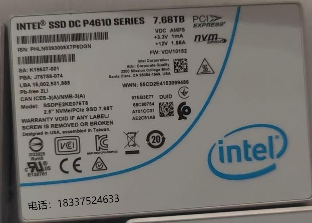 Intel S4610 7.68T SATA SSDSC2KG076T801 - 哔哩哔哩