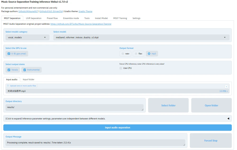 在线使用人声伴奏分离工具 MSST-WebUI 的方法 - 哔哩哔哩