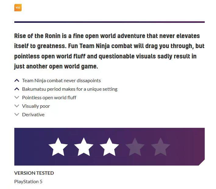 《浪人崛起》媒体评分：MC 77分 OC 75分，IGN GS均为7/10分 - 哔哩哔哩