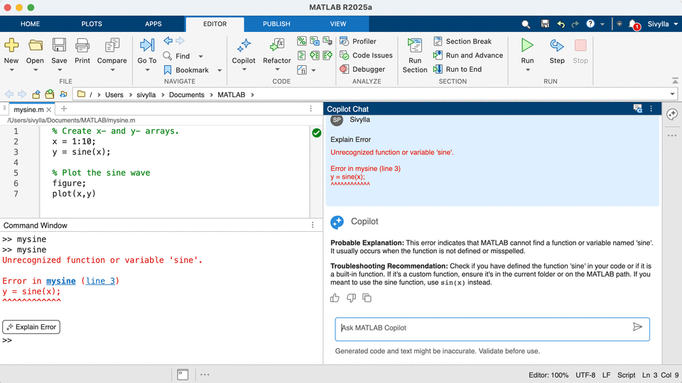专为 MATLAB 优化的 AI 助手MATLAB Copilot - 哔哩哔哩