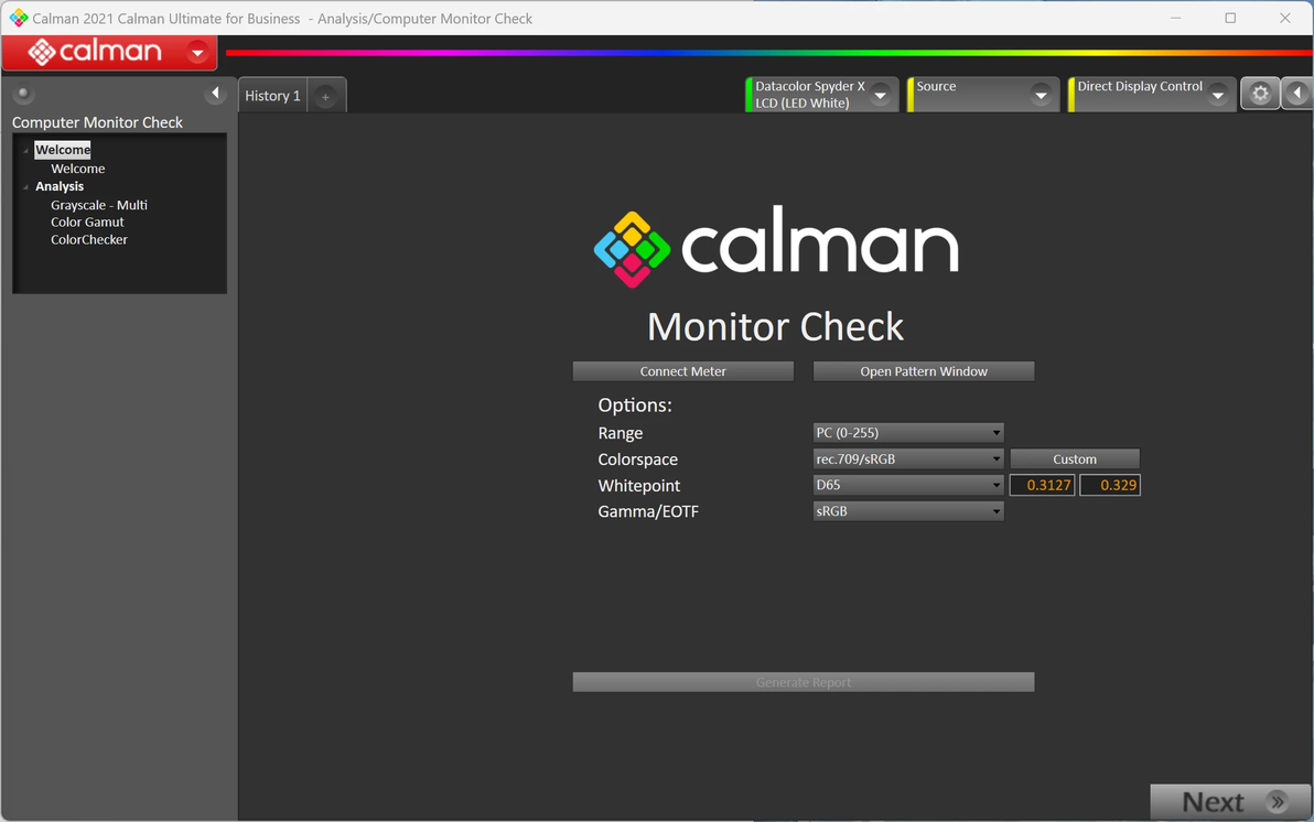 Calman Ultimate 2021搭配红蜘蛛校色仪测显示色彩的简单使用教程 - 哔哩哔哩
