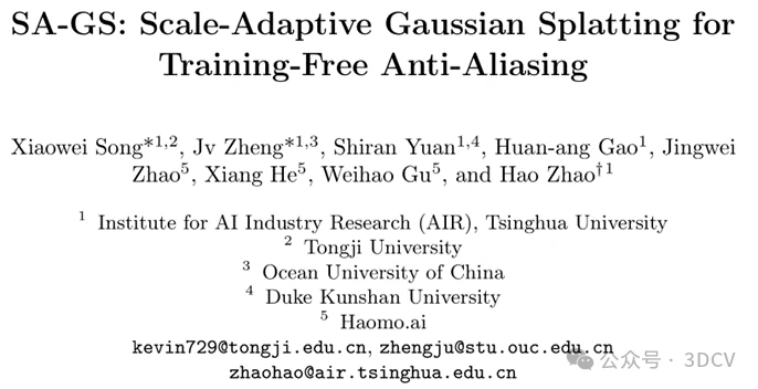 SA-GS，无需训练，直接鲁棒提升3D高斯抗锯齿能力 - 哔哩哔哩