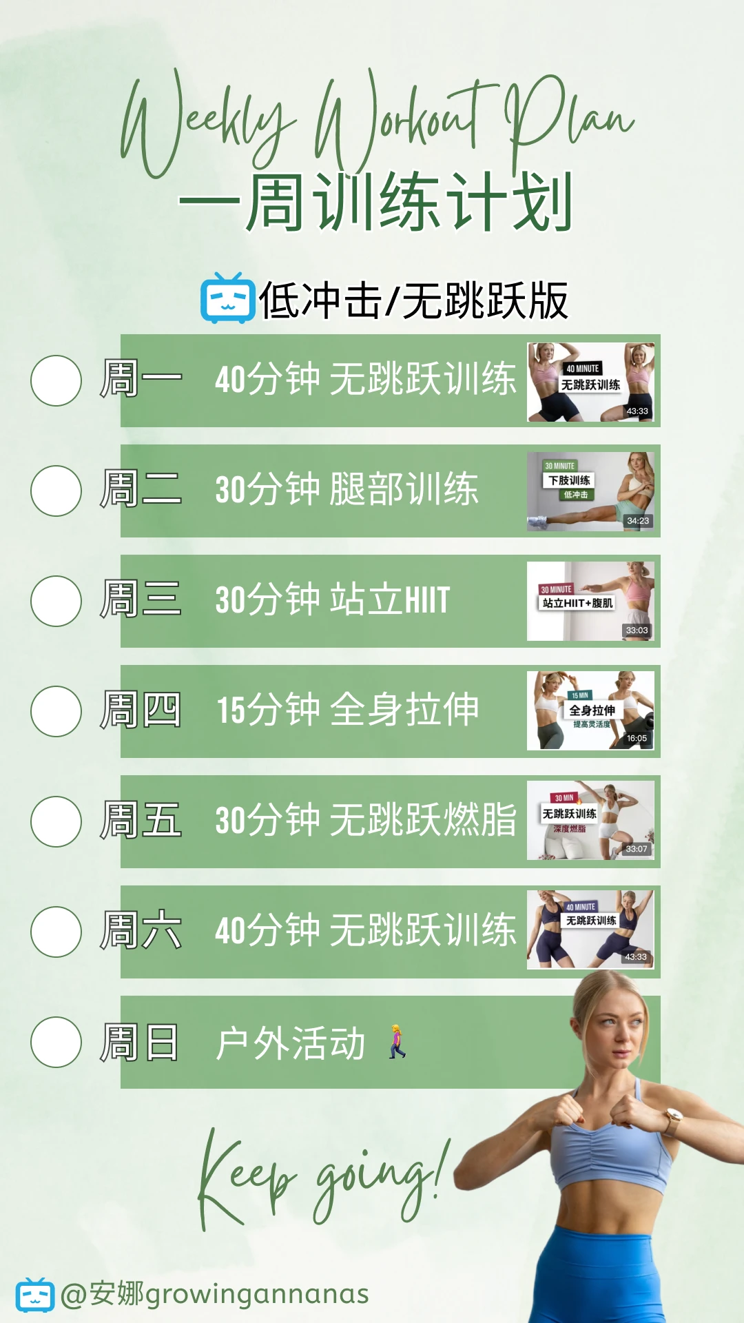 【安娜growingannanas】1月8日，CW2一周训练计划 - 哔哩哔哩