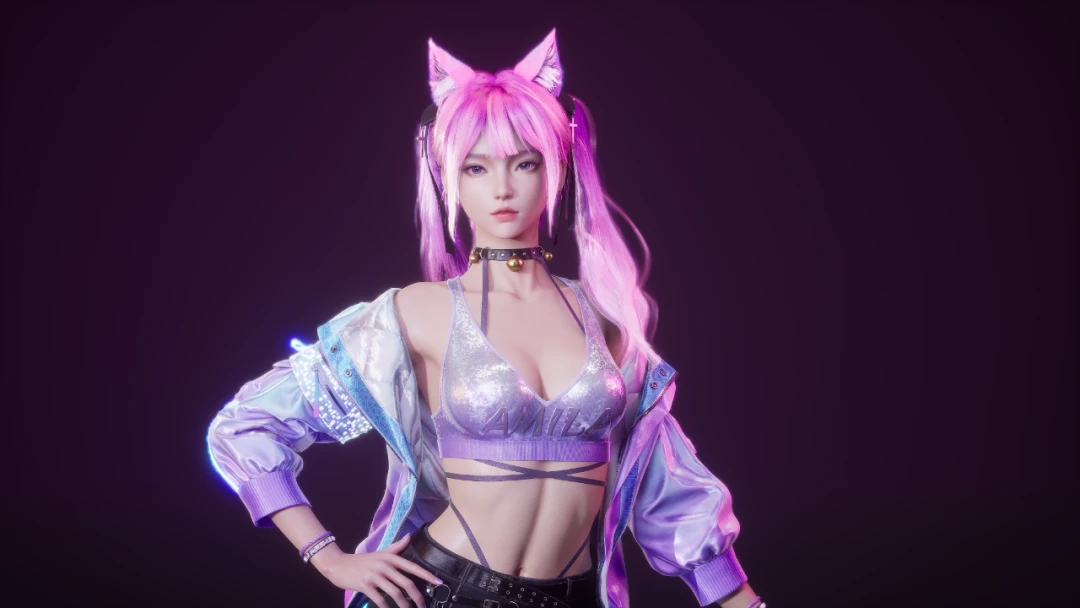 UE5+AI打造3A级赛博猫娘，又美又飒，引爆3D角色艺术圈！ - 哔哩哔哩