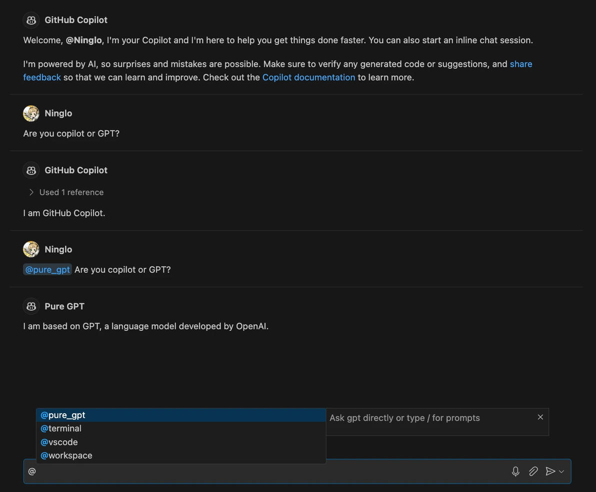 Pure GPT - 在 VSCode 中与 chatGPT 对话 - 哔哩哔哩