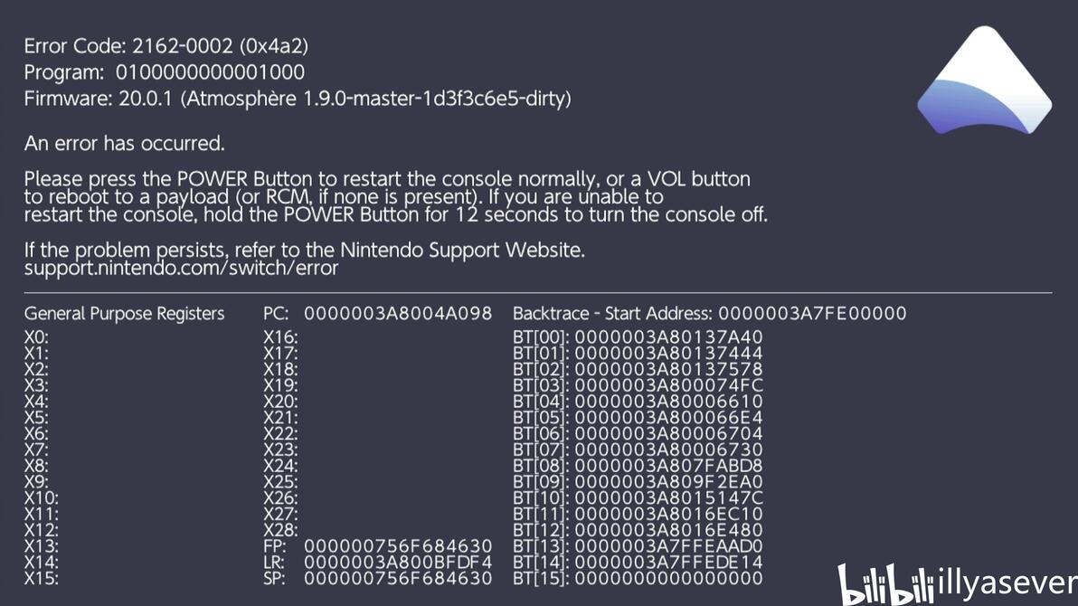 国行NS更新20.0.1 2162-0002(0x4a2) 0100000000001000 报错修复方法 - 哔哩哔哩