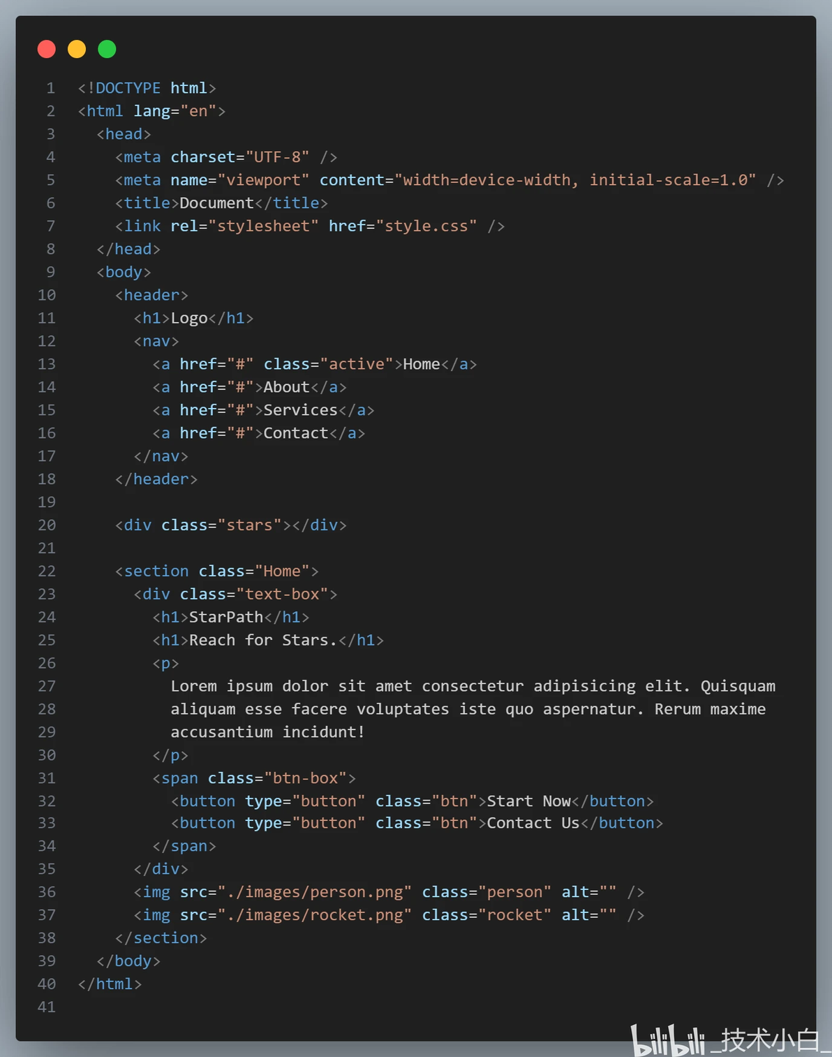 CSS - (附源码)使用HTML和CSS创建的动画网站首页 - 哔哩哔哩