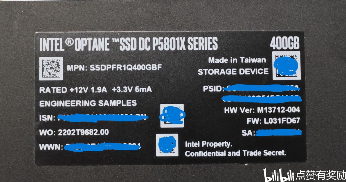 首拆傲腾P5801X ES版，E1.S接口 - 哔哩哔哩